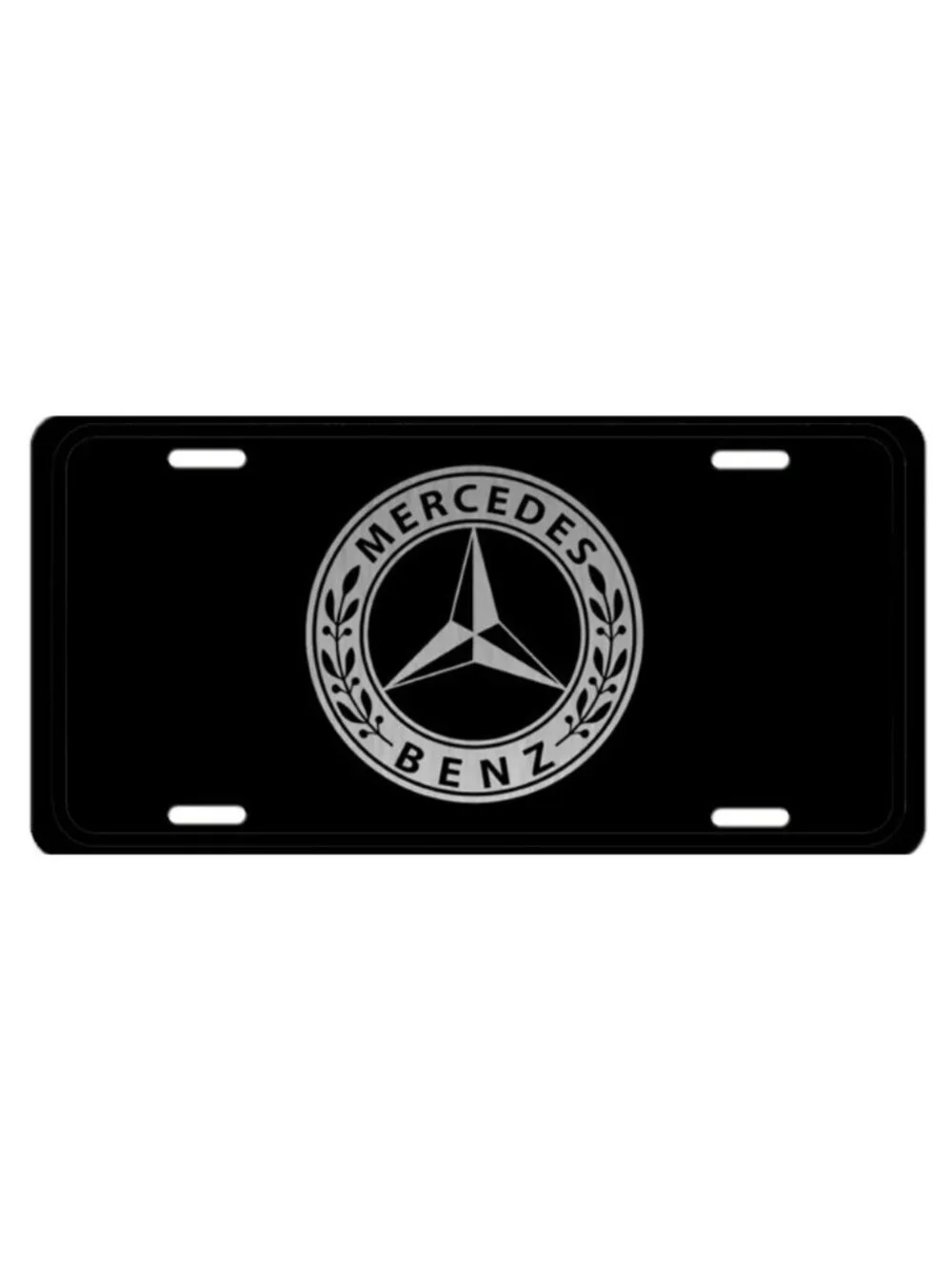 Accents | Mercedes Logo On Engraved Black Metal Vanity Aluminum License ...